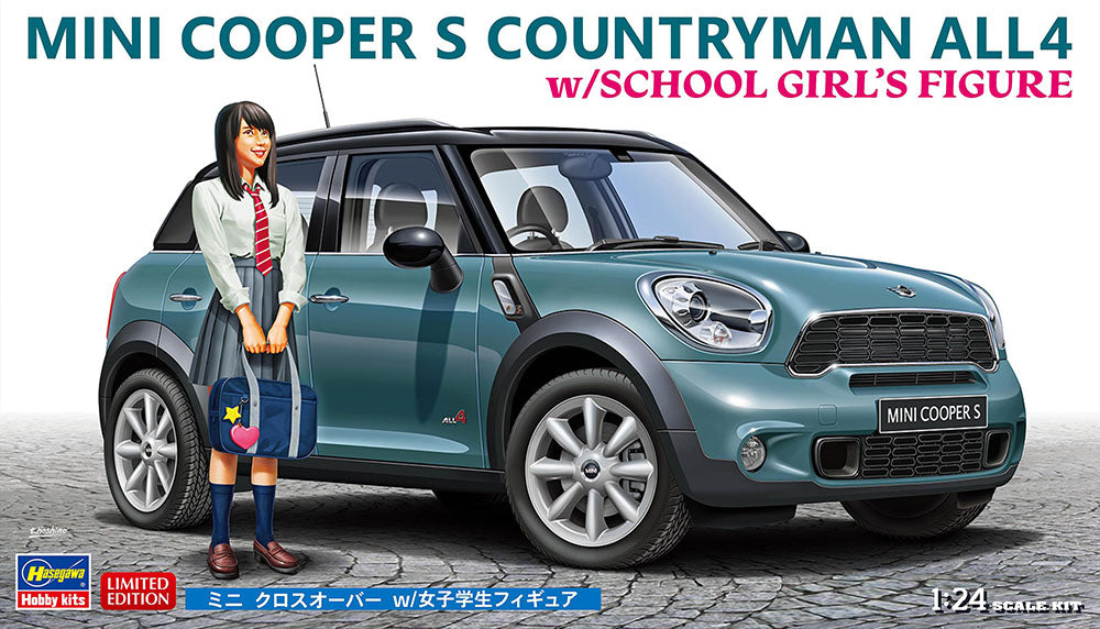 Mini Cooper S Countryman All4 W/Schoolgirl Figure 1/24 — Panda Hobby